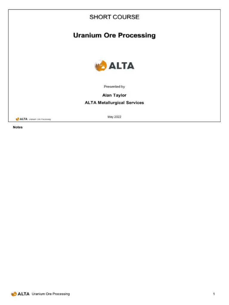 Outline Uranium Ore Processing | PDF