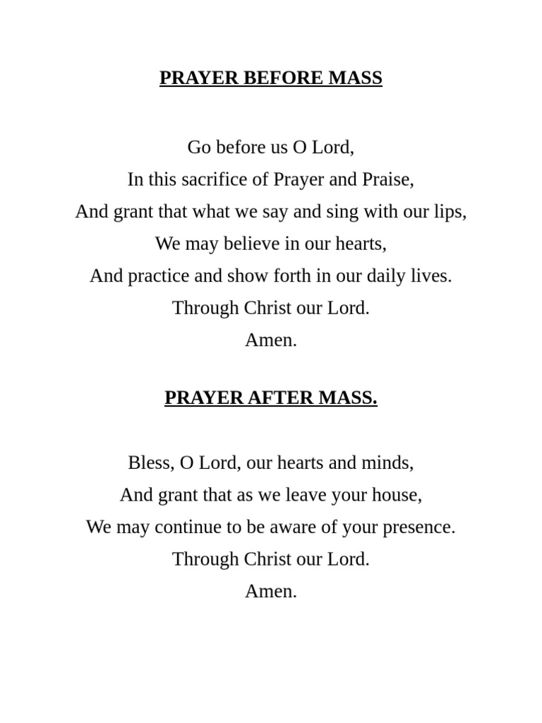 Prayer Before Mass | PDF