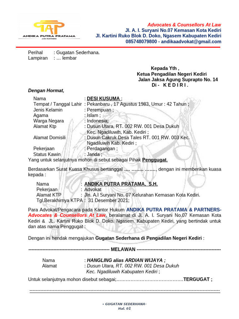 GUGATAN WANPRESTASI DESI | PDF