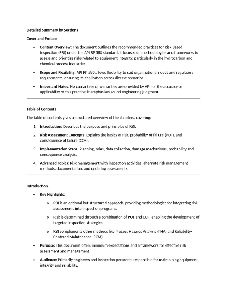 API RP 580 Risk-Based Inspection Overview | PDF | Reliability ...