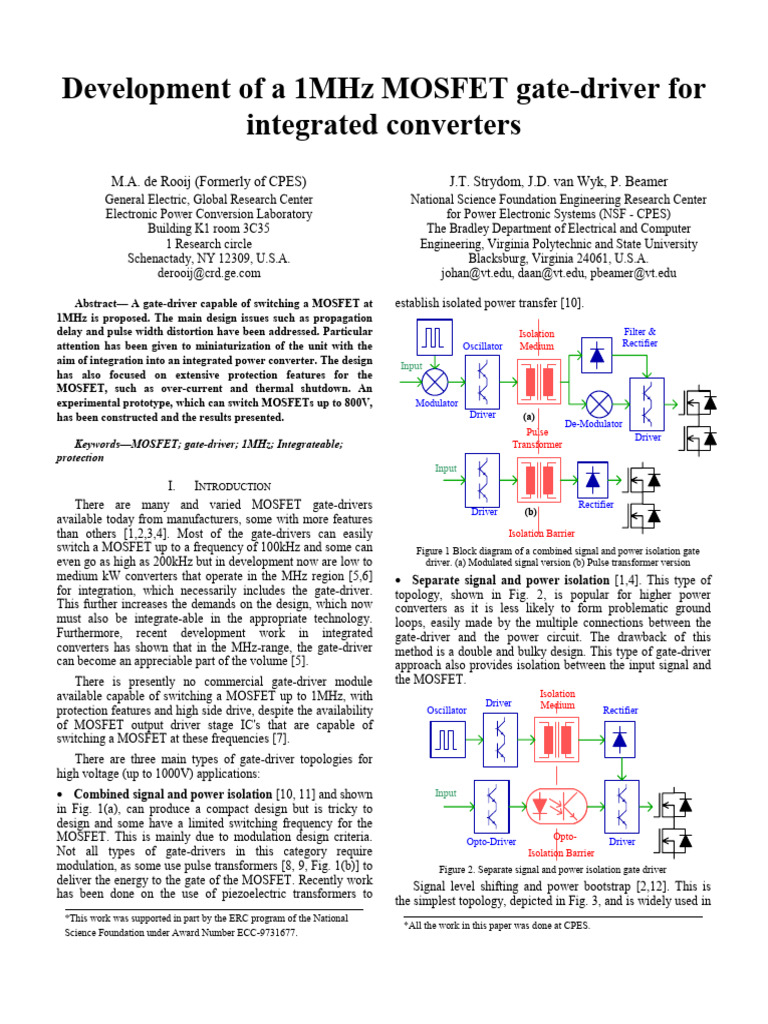 Development of A 1 MHZ Mosfet Gatedriver For Integrated Converte | PDF ...