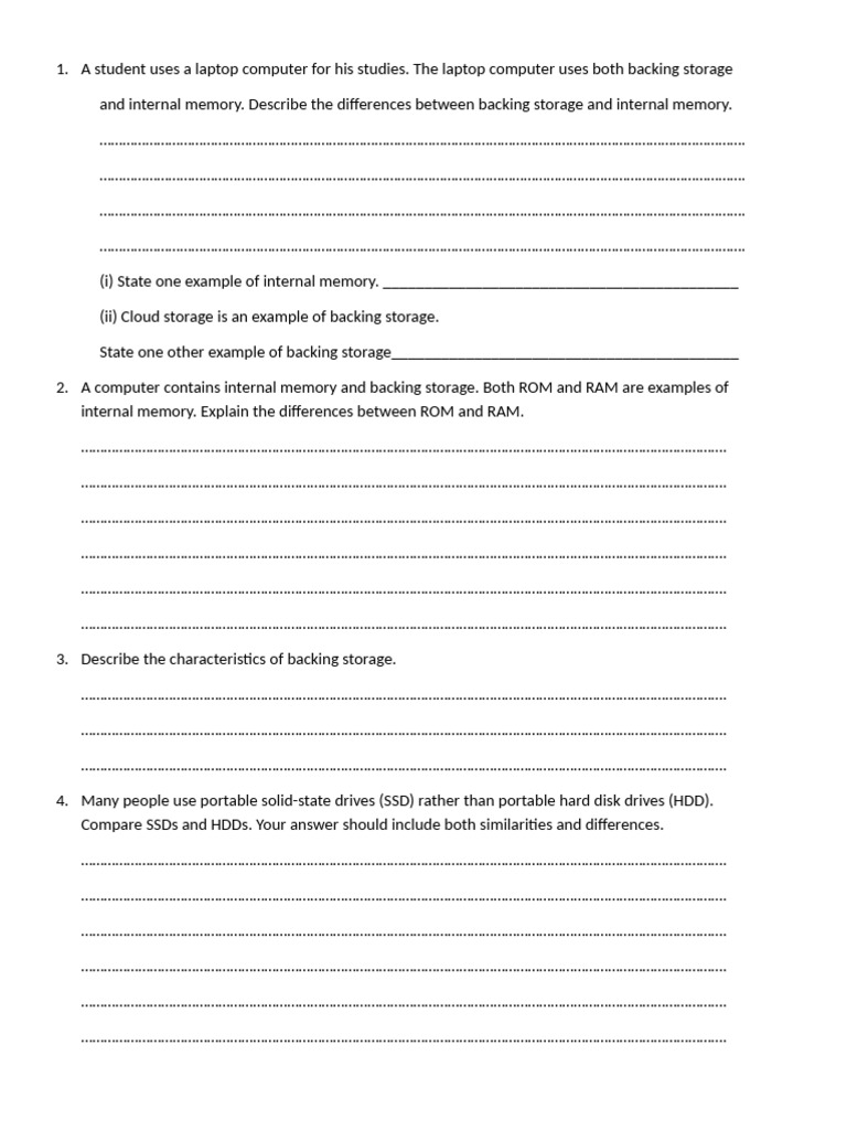 unit 3 ict Revision worksheet No. 1 | PDF | Computer Data Storage ...