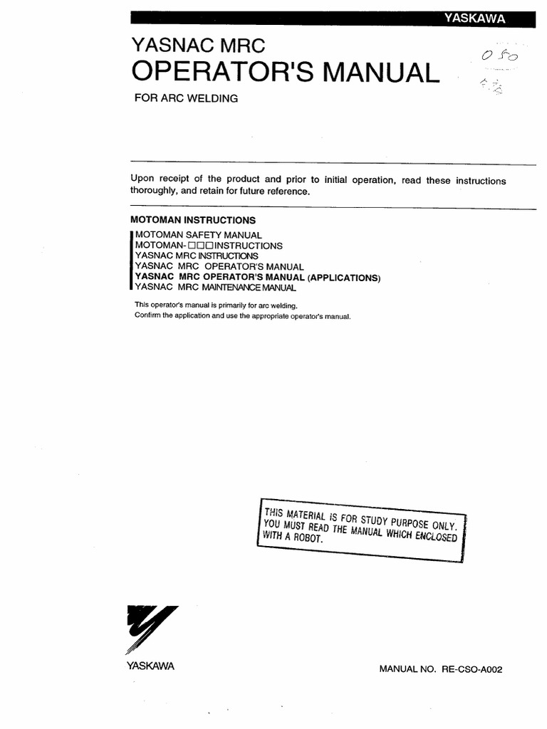 RE-CSO-A002 - Operator´s manual for Arc Welding | PDF