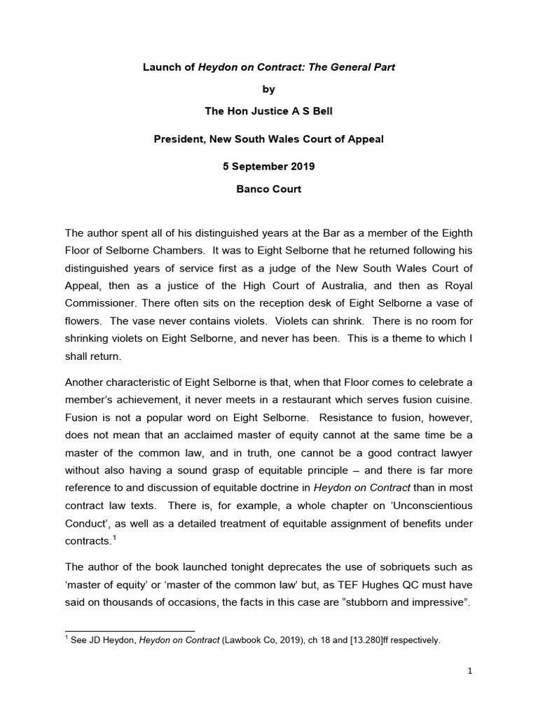 Heydon On Contracts (General) (Bell Review) | PDF | University Of ...