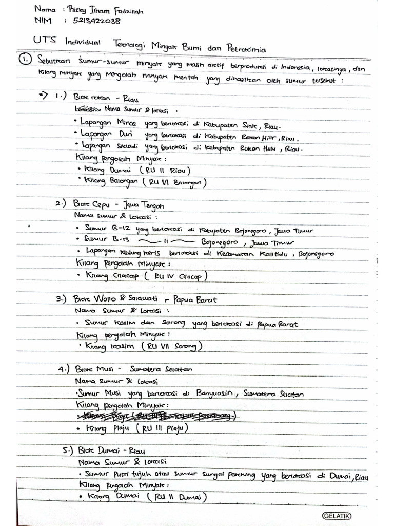Rizky Ilham - UTS Teknologi Minyak Bumi Dan Petrokimia | PDF
