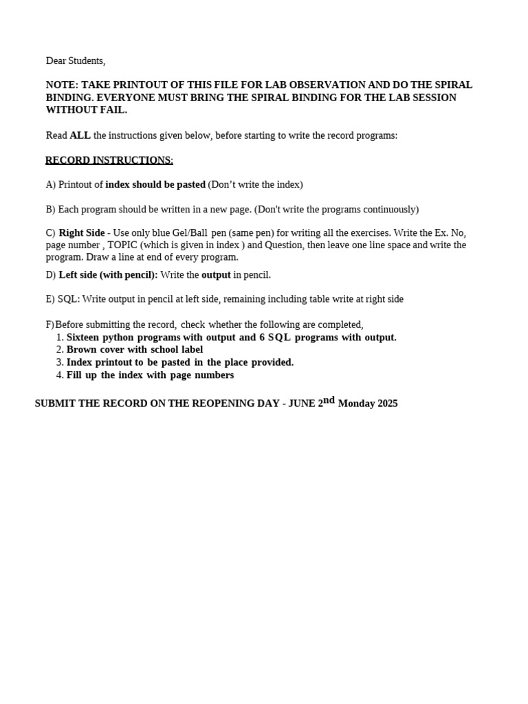 Std12 CSC Record Programs 2025 | PDF | Table (Database) | Sql