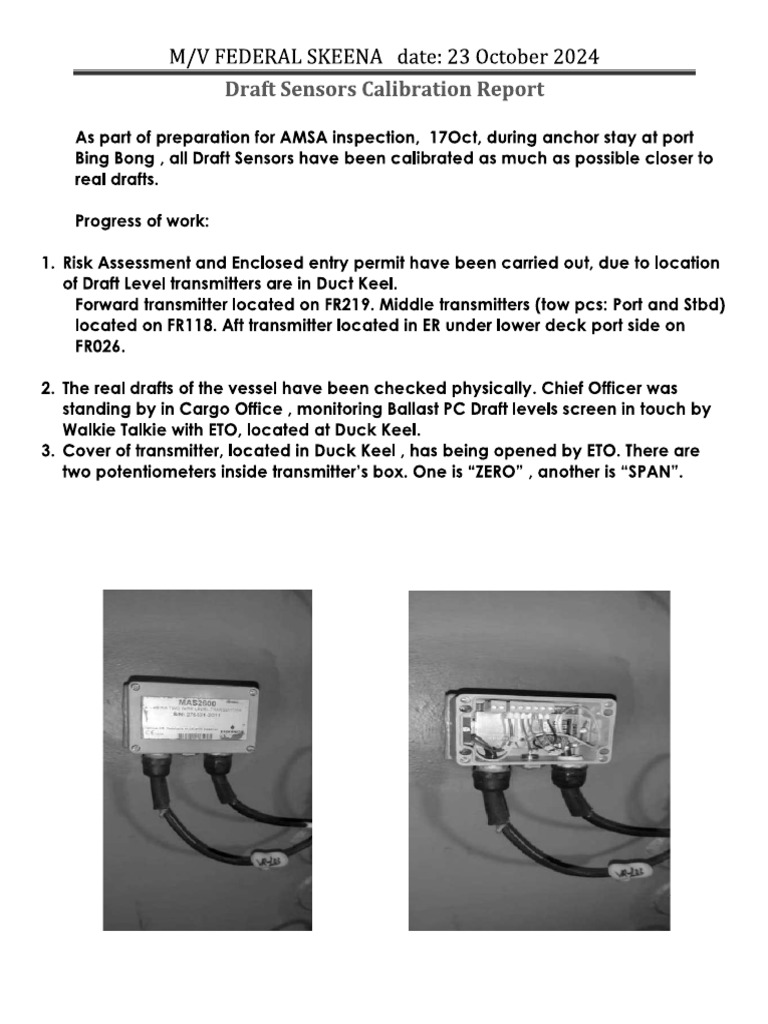 Draft Sensors Calibrated | PDF