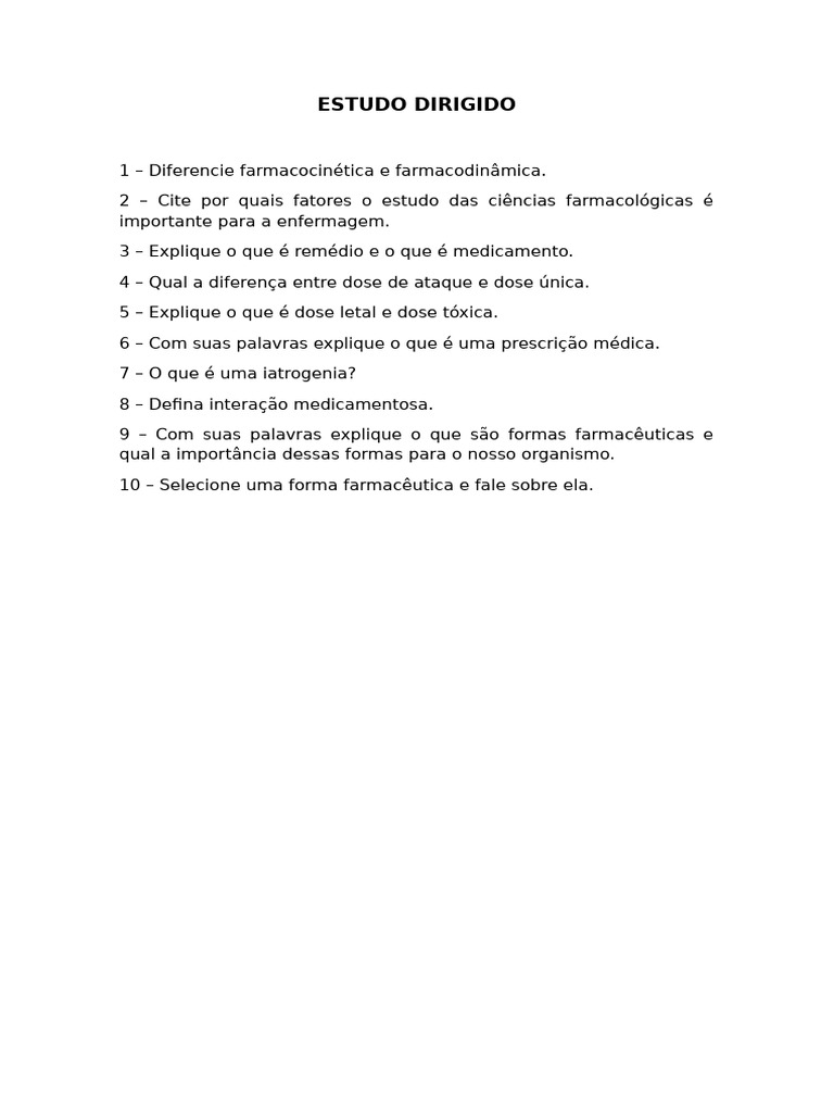 Estudo Dirigido P1 | PDF