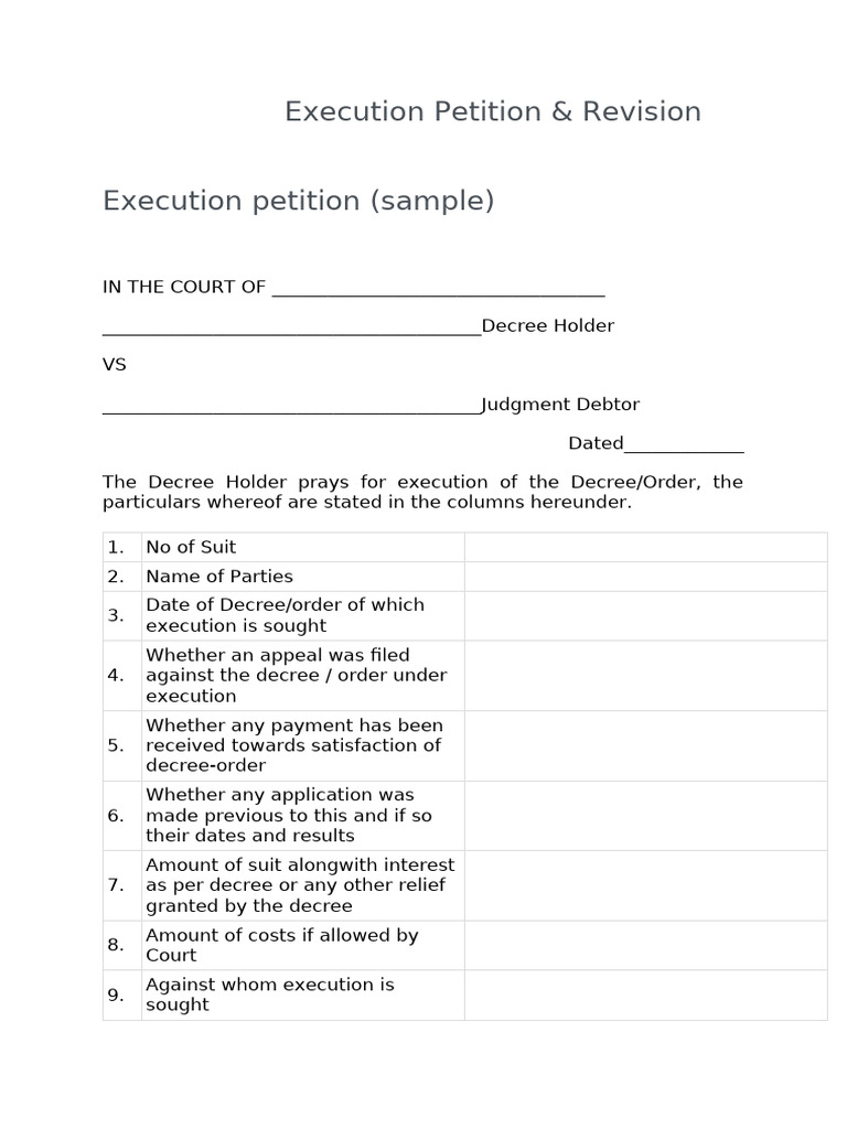 Execution Petition and revision petition | PDF | Lawsuit | Separation ...