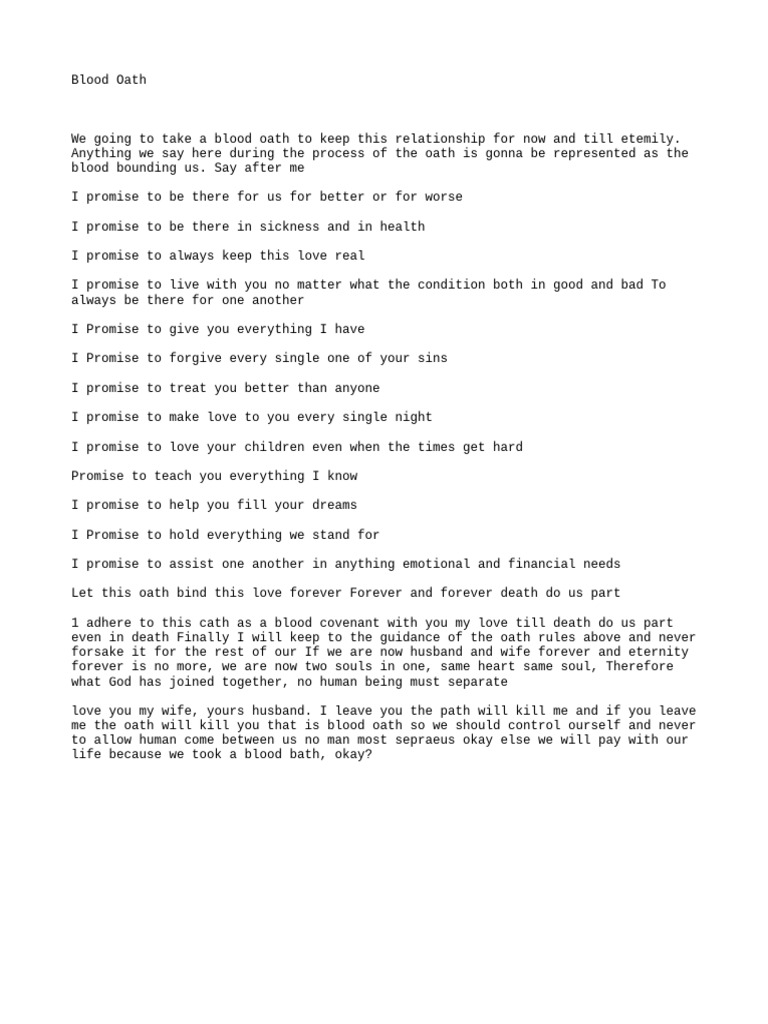Blood Oath Vows for Eternal Love | PDF
