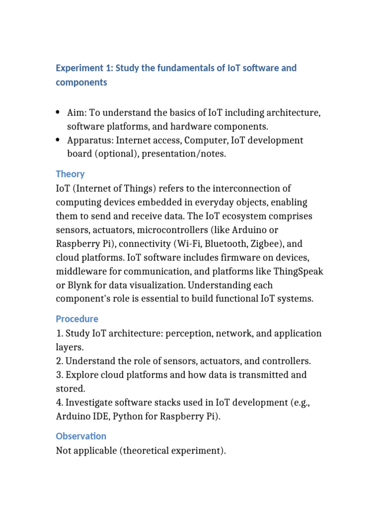 CS-801_IoT_Lab_Experiments_1_to_10_FULL | PDF | Internet Of Things | Arduino