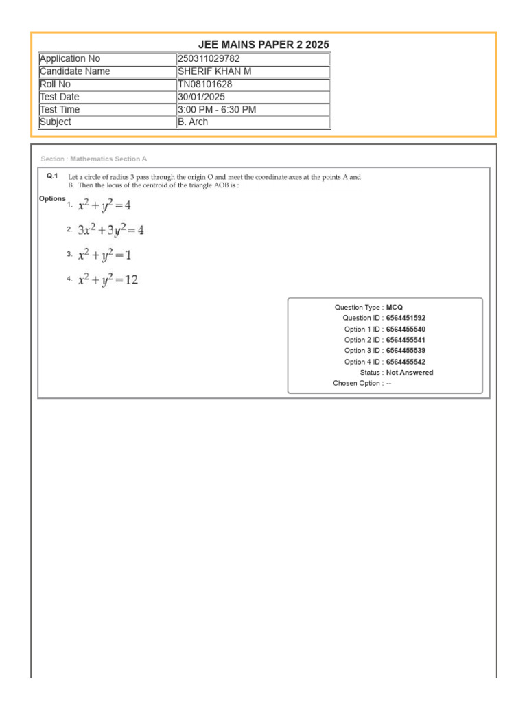 Jee Paper 2 Session 1 2025 Question Paper | PDF | Multiple Choice ...