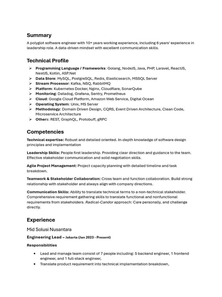 Faris - Recommended Resume Format | PDF | Software | Software As A Service