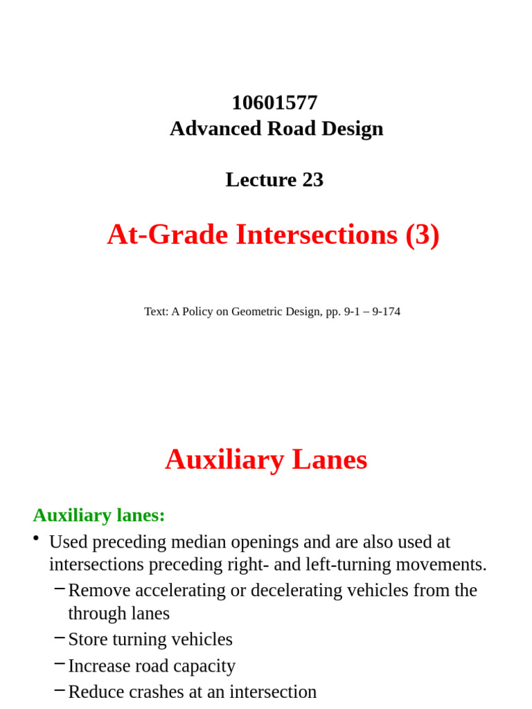 At-Grade Intersections (3) CH 12 Lect 23 | PDF | Traffic | Intersection (Road)
