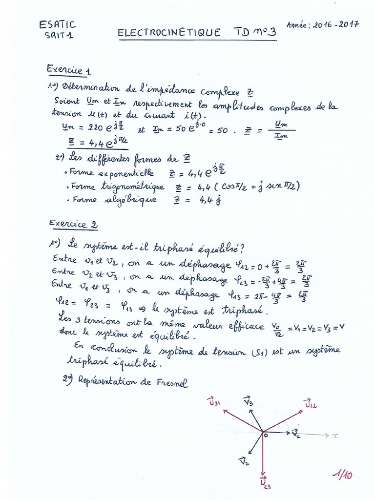 CORRIGE TD N°3 Electrocinetique | PDF