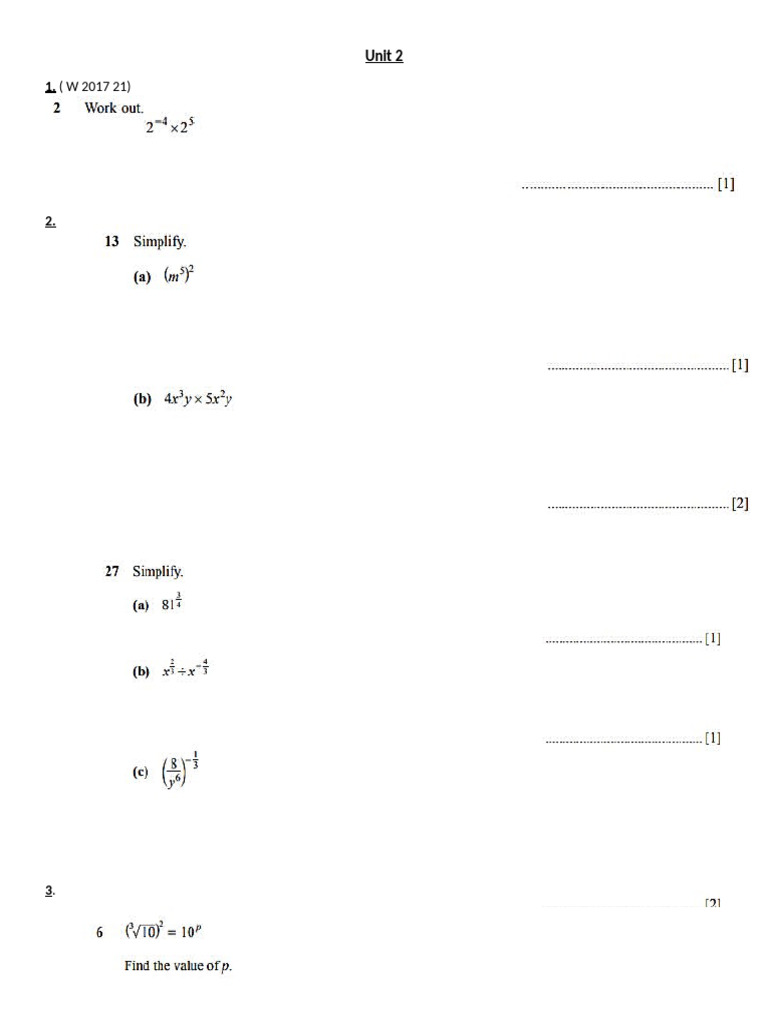 Unit 2 Worksheet1 | PDF