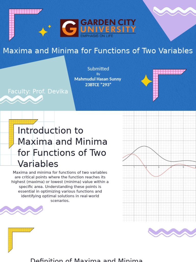 Maxima and Minima For Functions of Two Variables Are Critical Points Where - 20240129 - 115735 ...