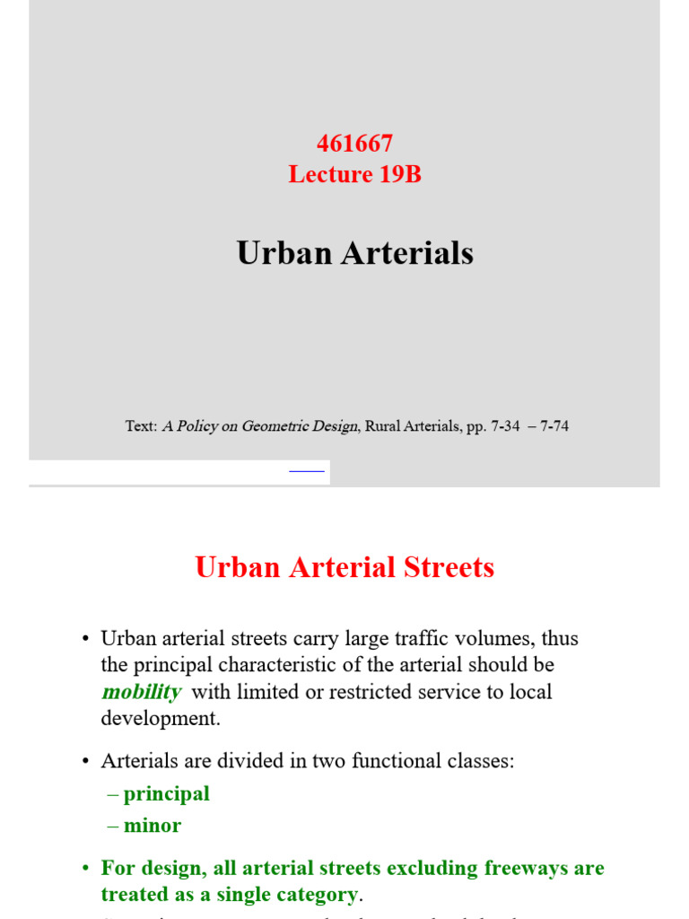 CH 8 pt.4 Urban Arterials WK 10 Lect19B | PDF | Lane | Traffic