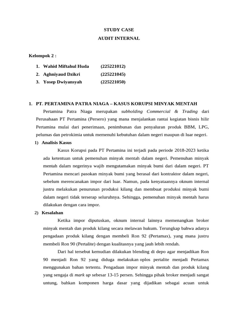 Kel 2 Study Case PT Pertamina Patra Niaga | PDF