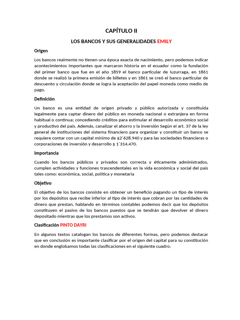 Cap Ii Los Bancos Generalidades | PDF | Bancos | Seguro