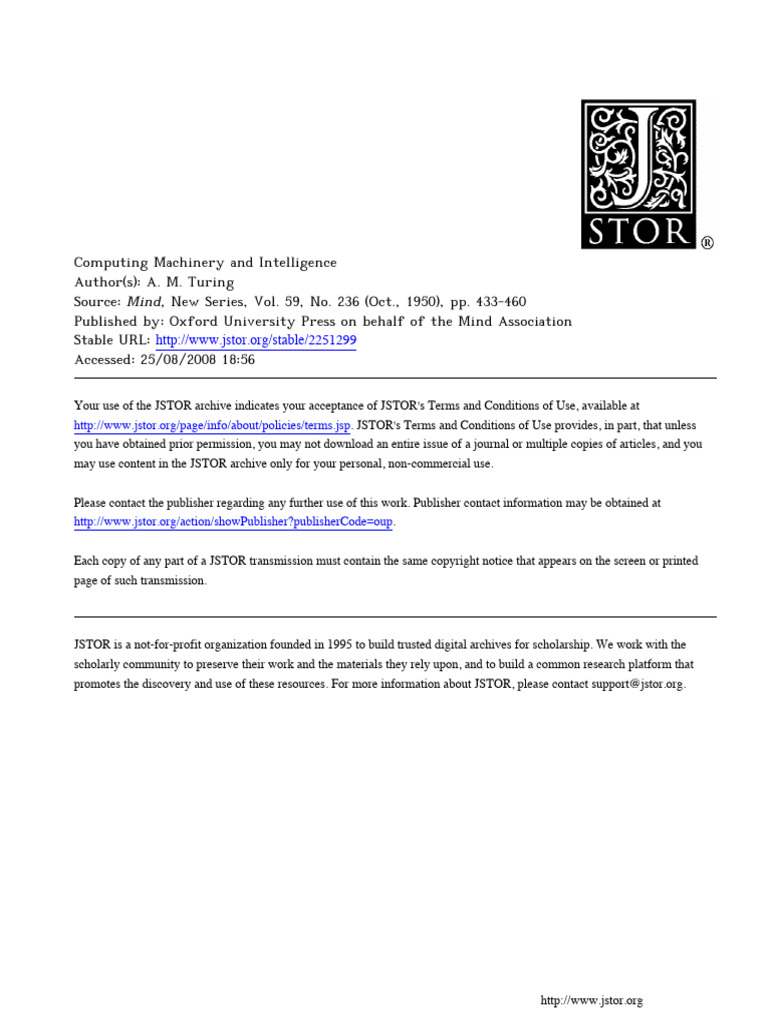 Computing Machinery and Intelligence (A.M. Turing) (Z-Library) | PDF