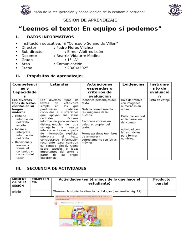 SESIÓN 5 Leemos El Texto en Equipo, Sí Podemos | PDF | Ciencias del ...