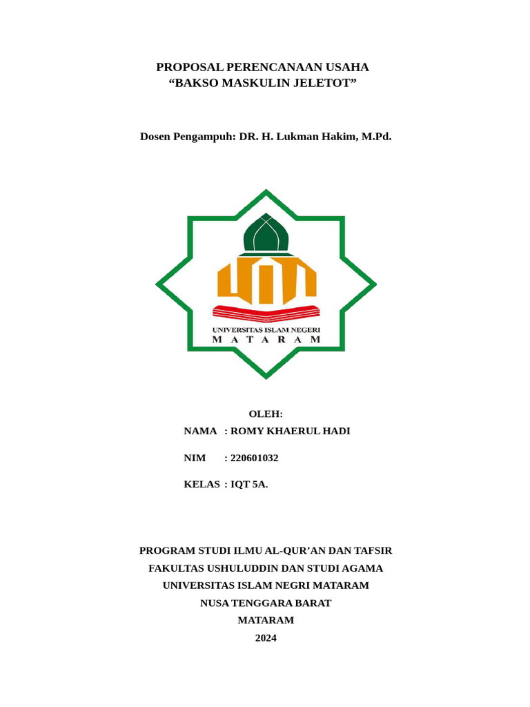 Proposal Usaha Bakso Pedas Jeletot | PDF