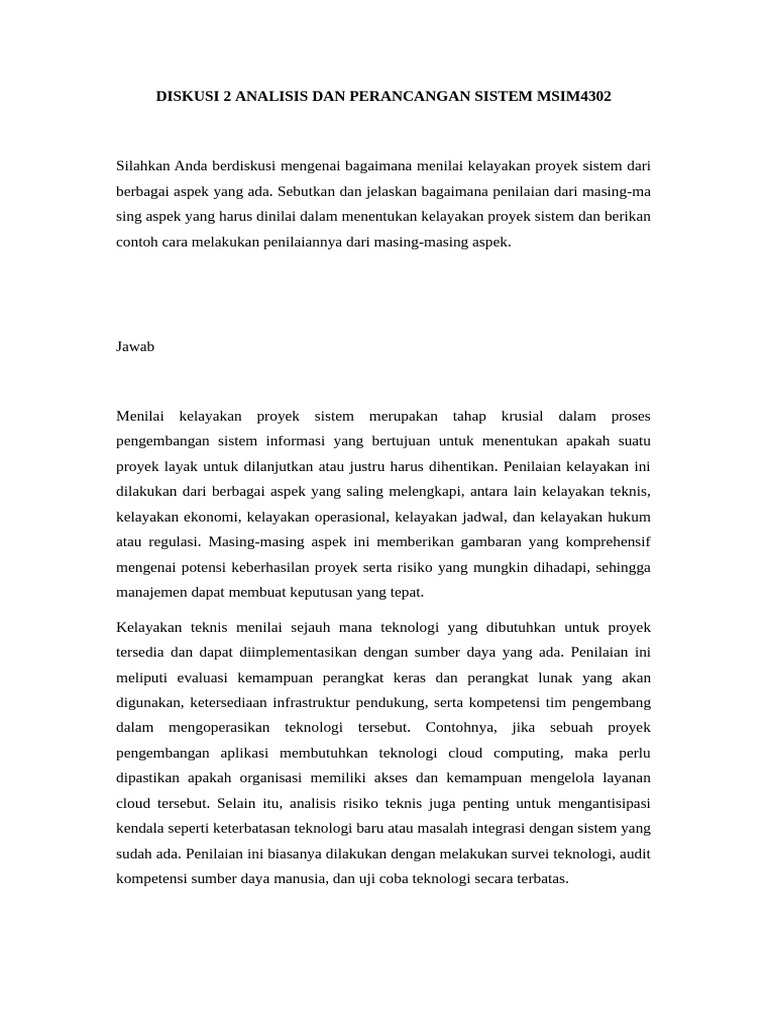 Diskusi 2 Analisis Dan Perancangan Sistem Msim4302 | PDF