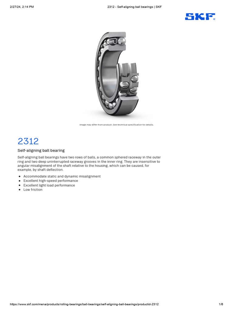 2312 - Self-Aligning Ball Bearings - SKF | PDF | License | Bearing ...