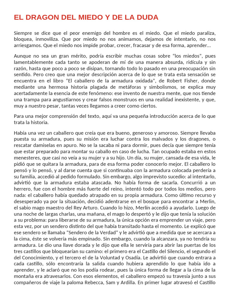 El Dragon Del Miedo y de La Duda | PDF | Esmerejón | Caballero