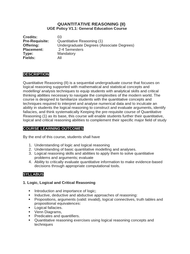 Quantitative Reasoning 2 | PDF | Logic | Statistics