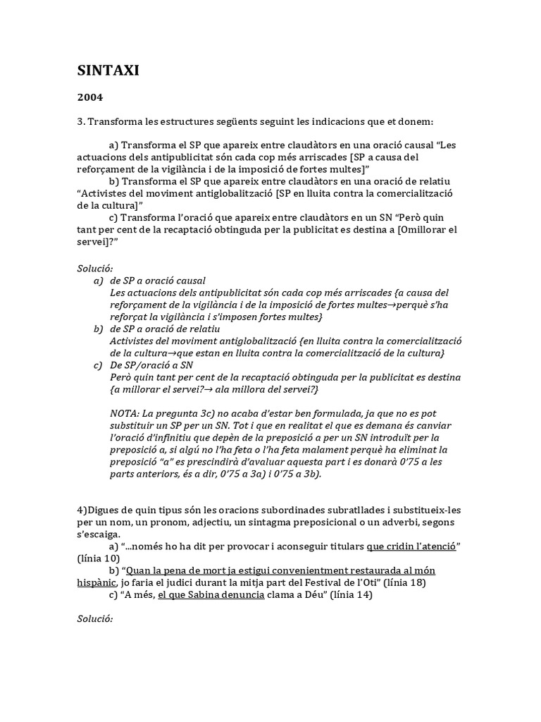 SINTAXI PAU 2004-2021 amb solucionari | PDF