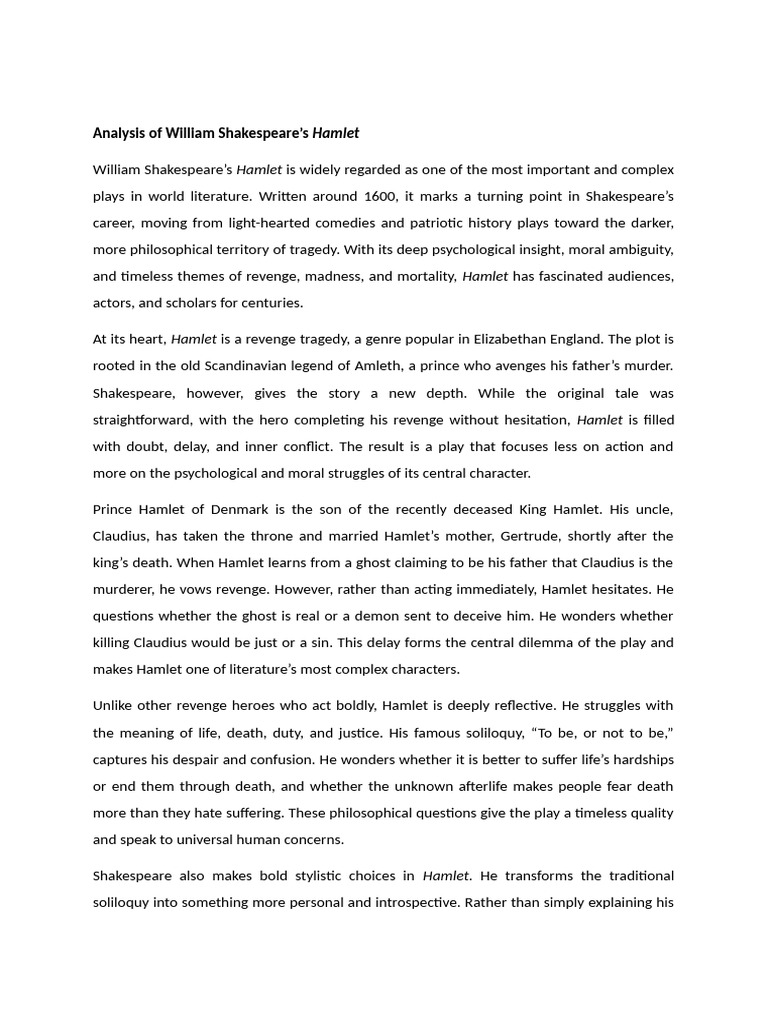 Analysis of William Shakespeare | PDF | Hamlet