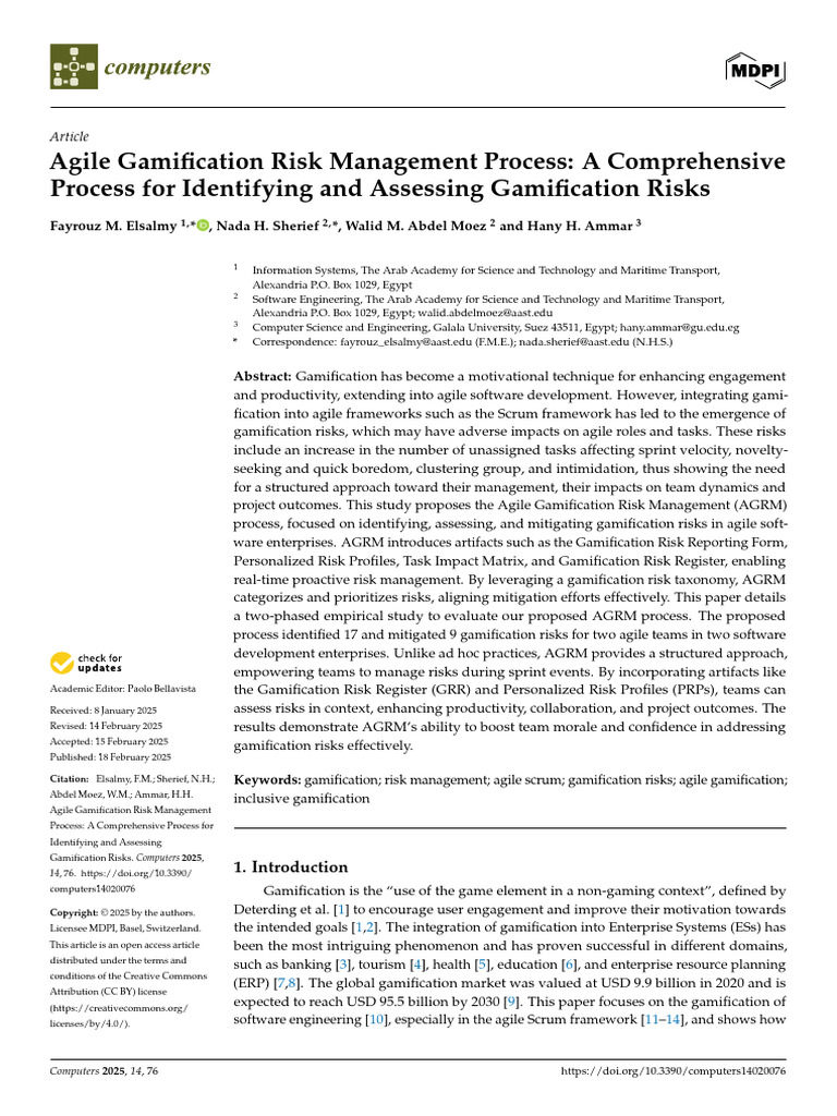 Agile Gamification Risk Management Process A Compr | PDF | Agile Software Development | Scrum ...
