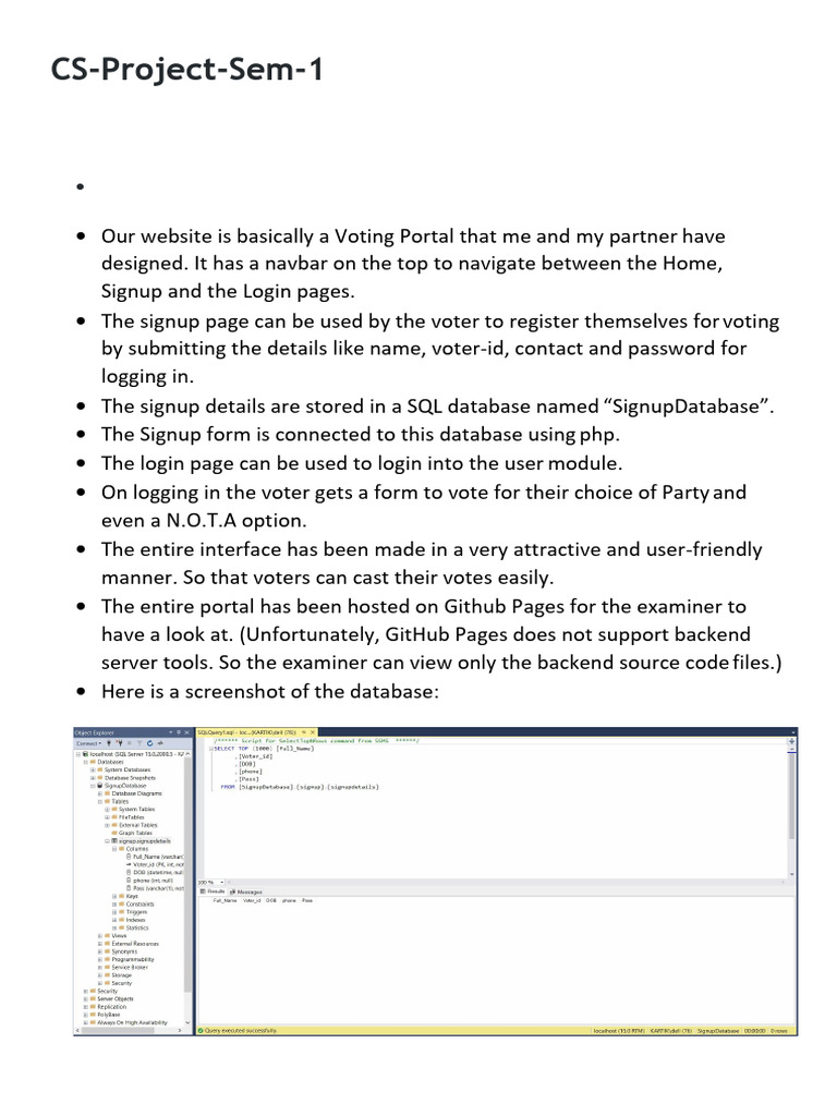 CO101 Project Explaination | PDF | Voting | Databases