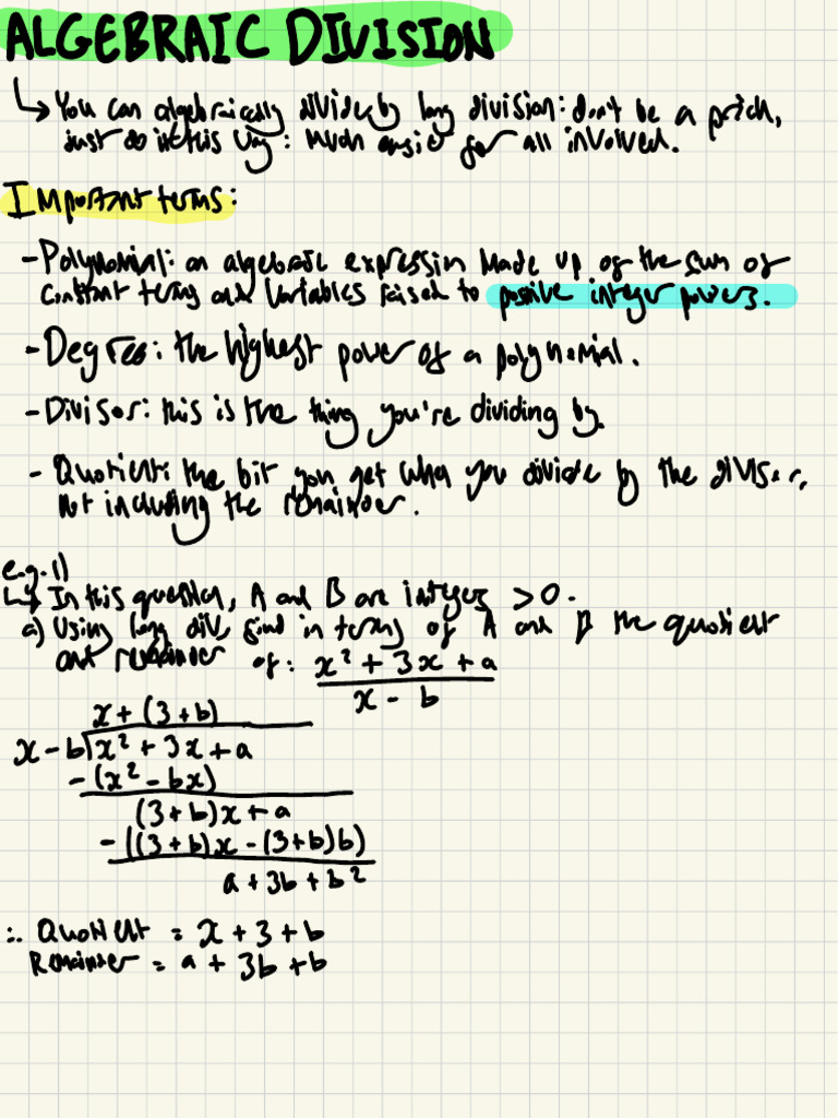 Algebraic Division Explained | PDF