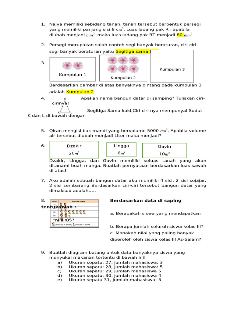 SOAL LATIHAN MTK, Touched by GAVIN | PDF