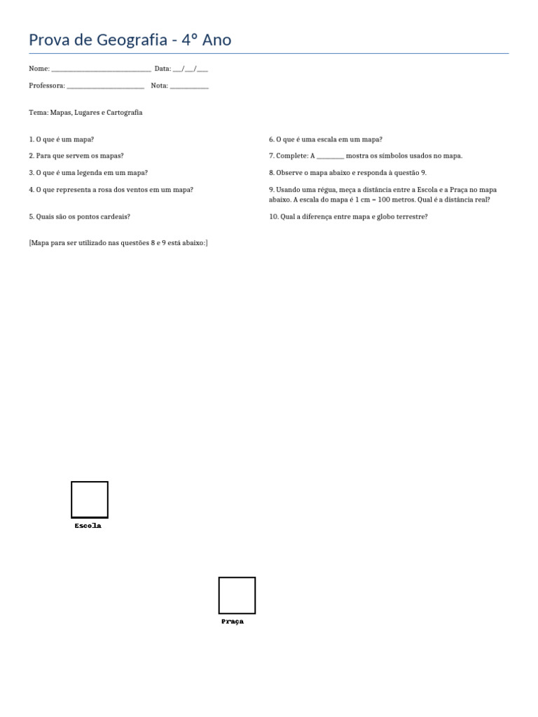 Prova_Geografia_4ano_Mapas_Visual_Atrativo | PDF