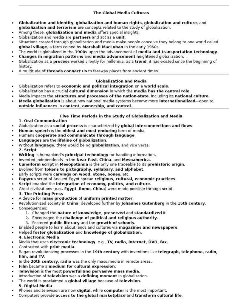 Globalization's Impact on Media and Culture | PDF | Food Security ...