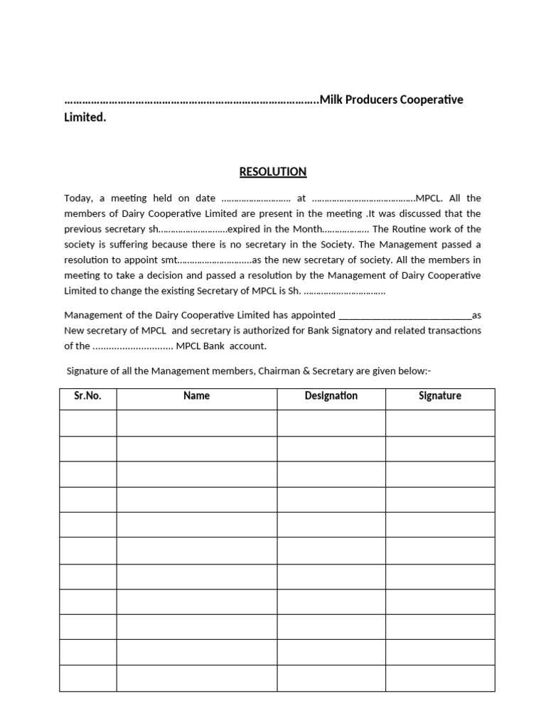 Resolution Bank (For Change Signatory) | PDF