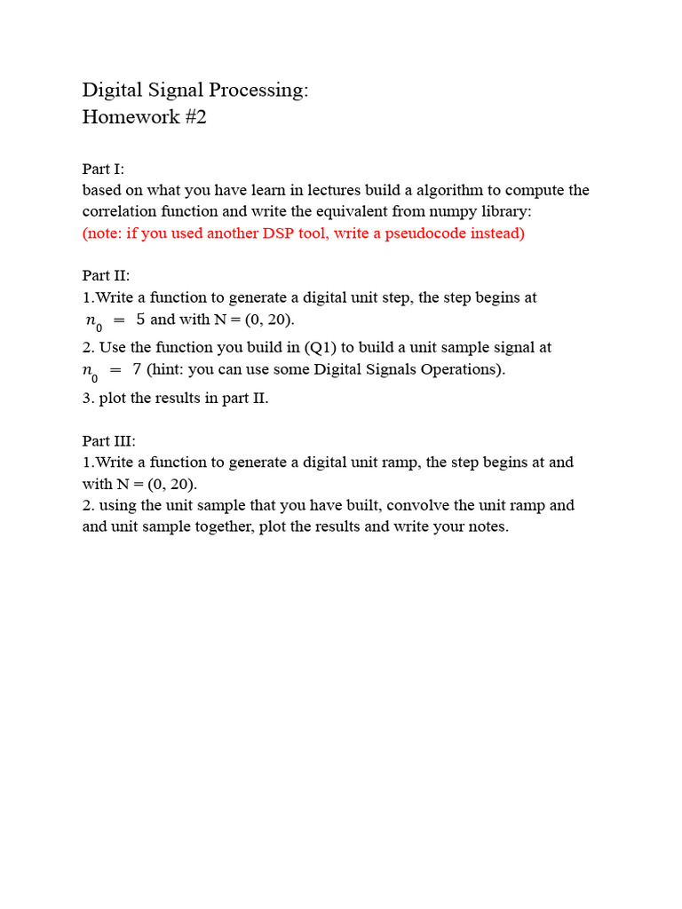 DSP _ Digital Signal Manipulation Homework | PDF