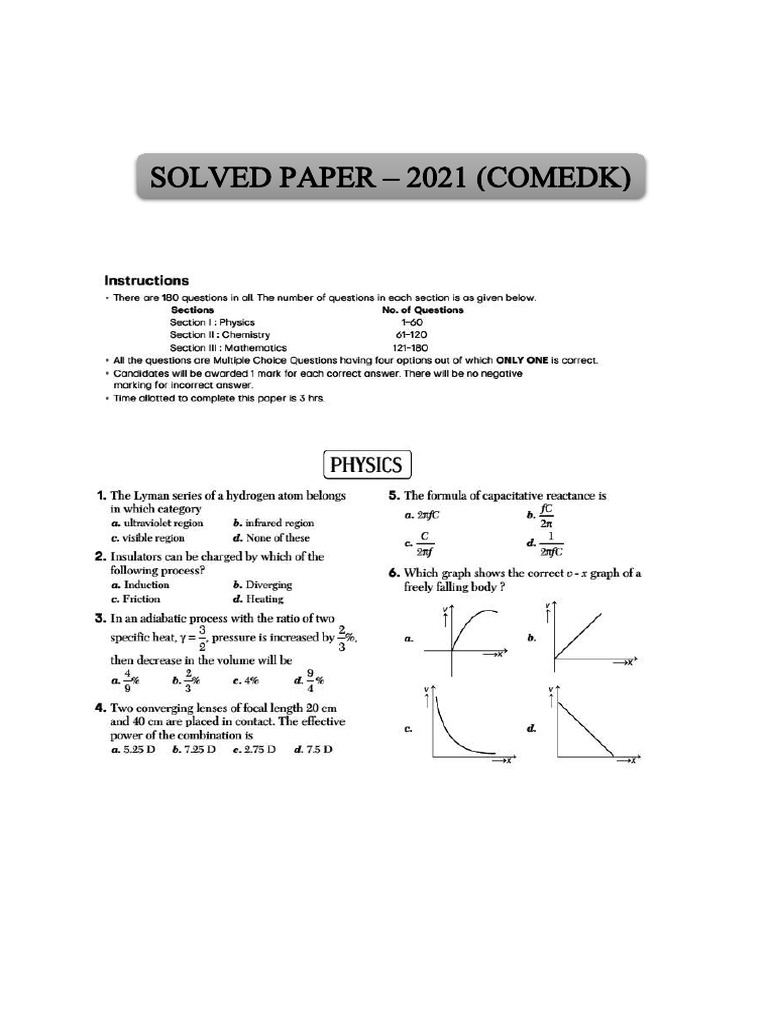 Comedk Paper | PDF