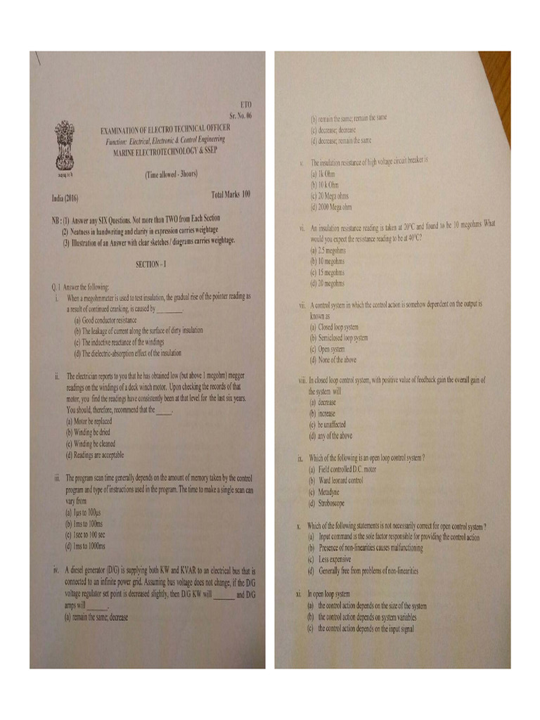 ETO Old Question Paper | PDF