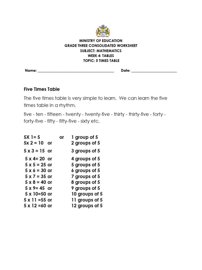 Grade 3 Math Worksheet: 5 Times Table & Expanded Notation | PDF ...