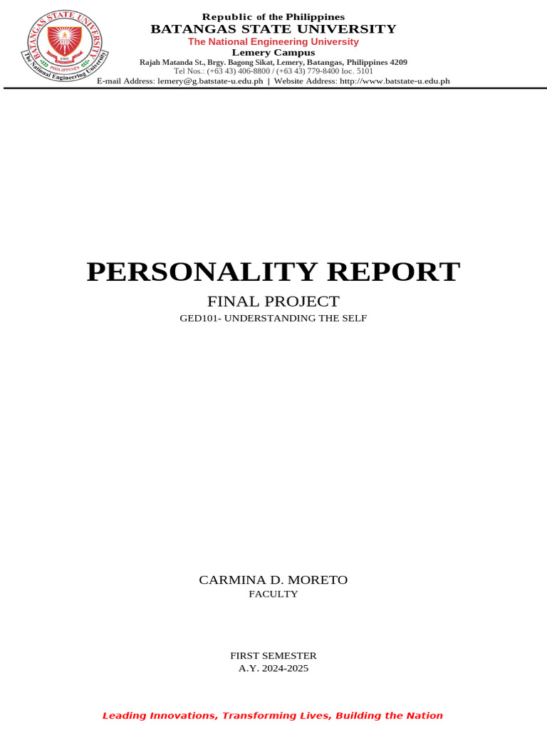 UTS - Final Project Format | PDF | Self | Psychology