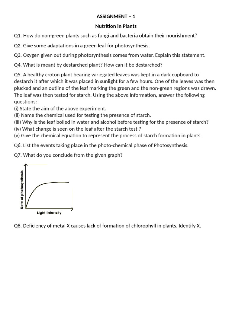 Assignment On Nutrition in Plants | PDF