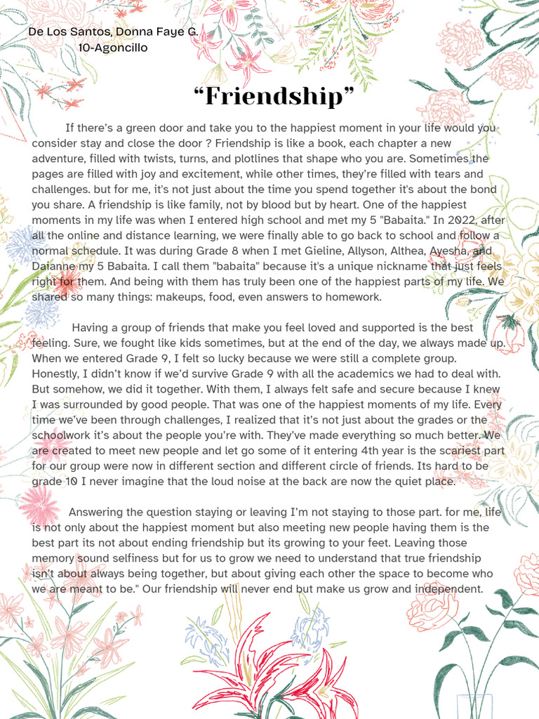 Hand Drawn Floral Blank Paper Document | PDF