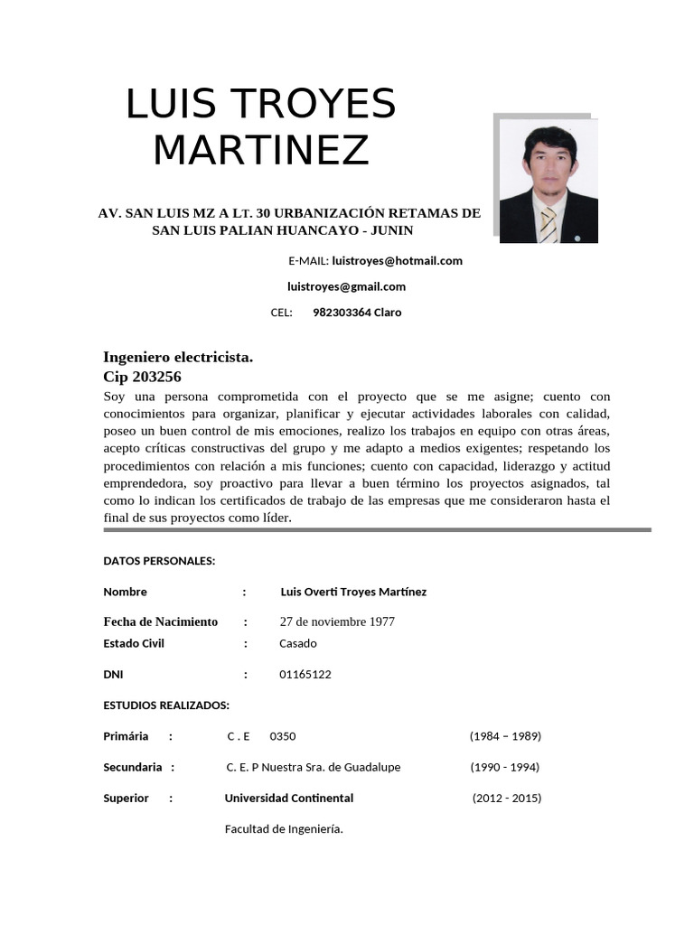 Curriculum | PDF | Electricista | Electricidad