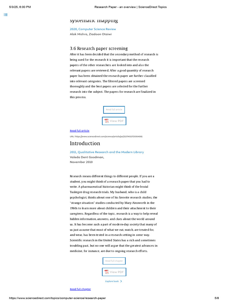 Research Paper - An Overview - ScienceDirect Topics2 | PDF | Academic ...