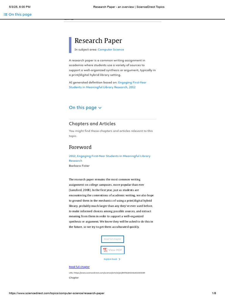 Research Paper - An Overview - ScienceDirect Topics | PDF | Academic ...